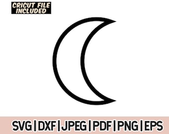 Crescent Moon Outline SVG Instant Download, Vinyl & Craft Cutting File ...
