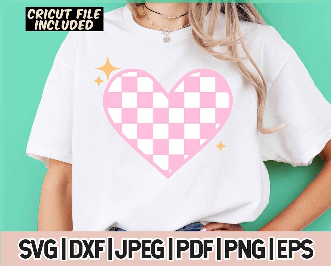 Checkered Heart SVG, Groovy Heart Svg, Retro Checkered Heat PNG, Plaid ...