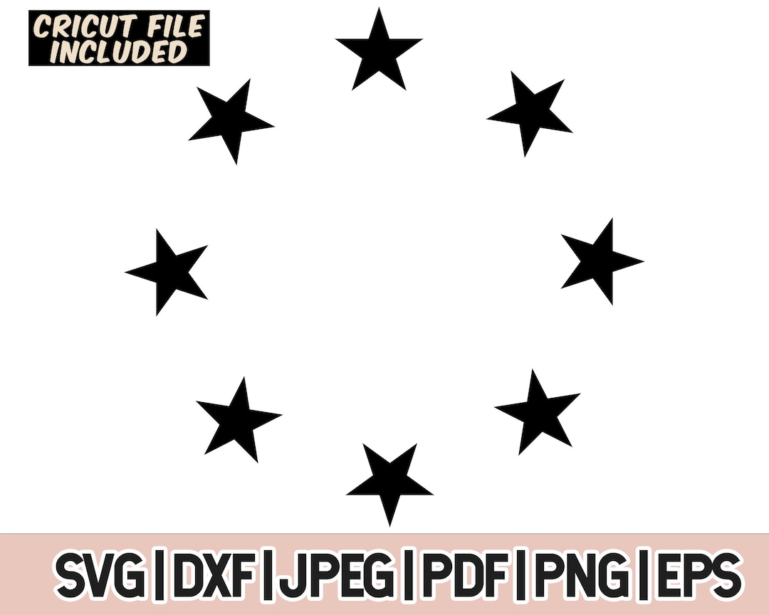Star Circle SVG Files, Star Wreath Cut Files, Patriotic Star Circle ...