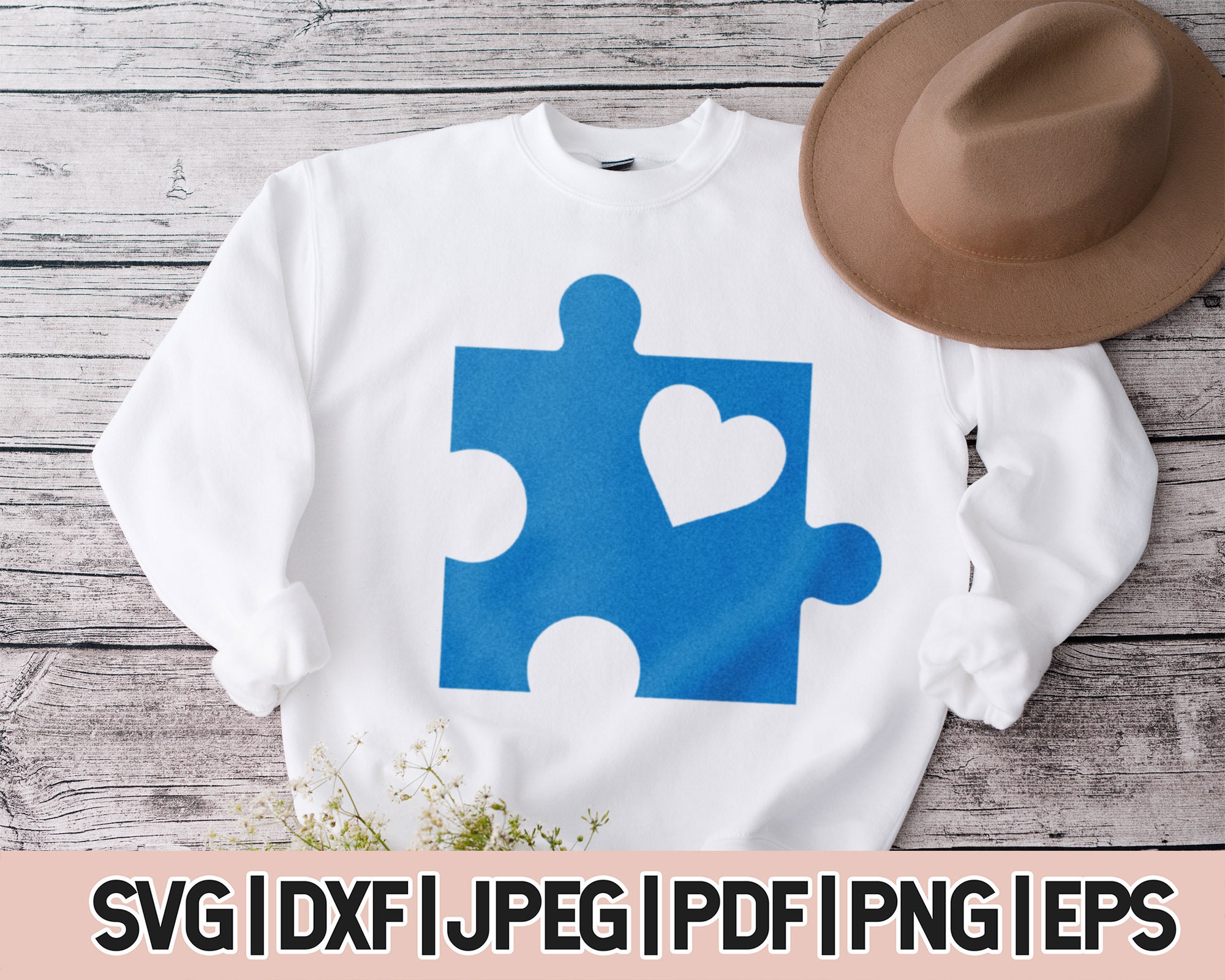 Single Puzzle Piece With Heart Svg Autism Puzzle Piece Svg - Etsy