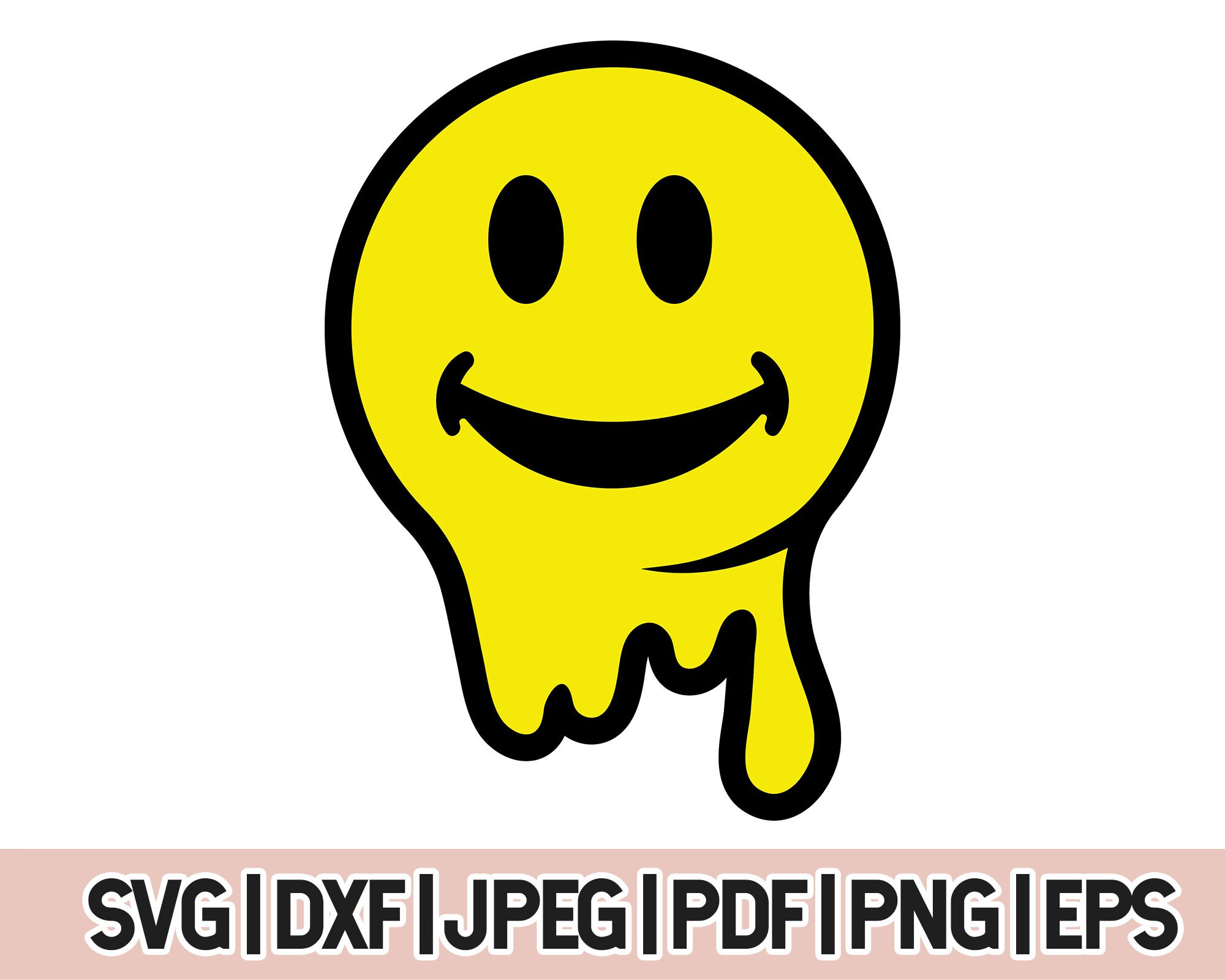 Drippy Smiley SVG, svg visage fondu, svg visage heureux goutte à goutte ...
