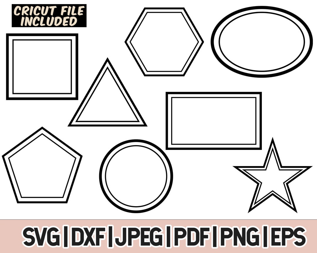 8 Shapes Double Frame Bundle Svg and Png, Double Border Frame Clipart ...