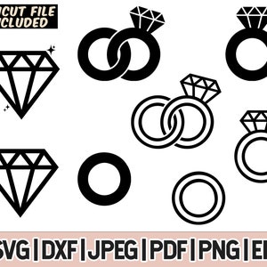 Wedding Ring Bundle Svg and Png, Ring SVG Cut File for Cricut and ...