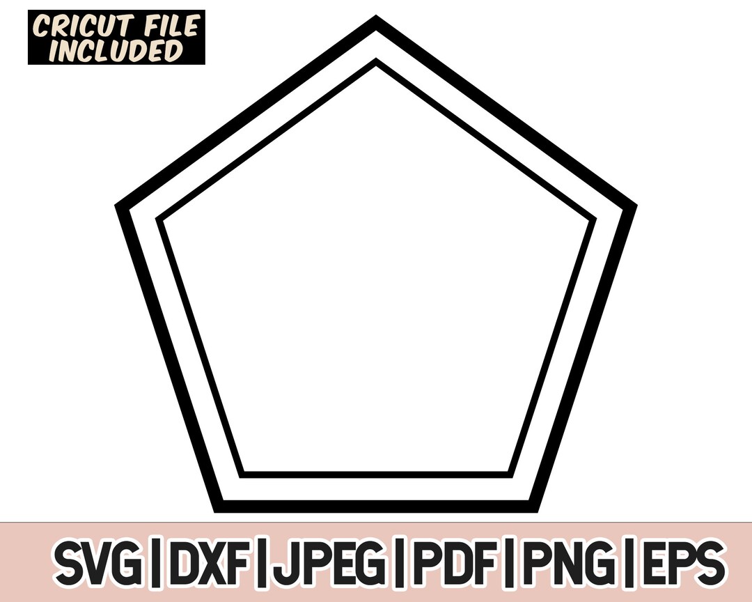 Pentagon Double Frame Svg and Png, Pentagon Monogram Vector Files ...