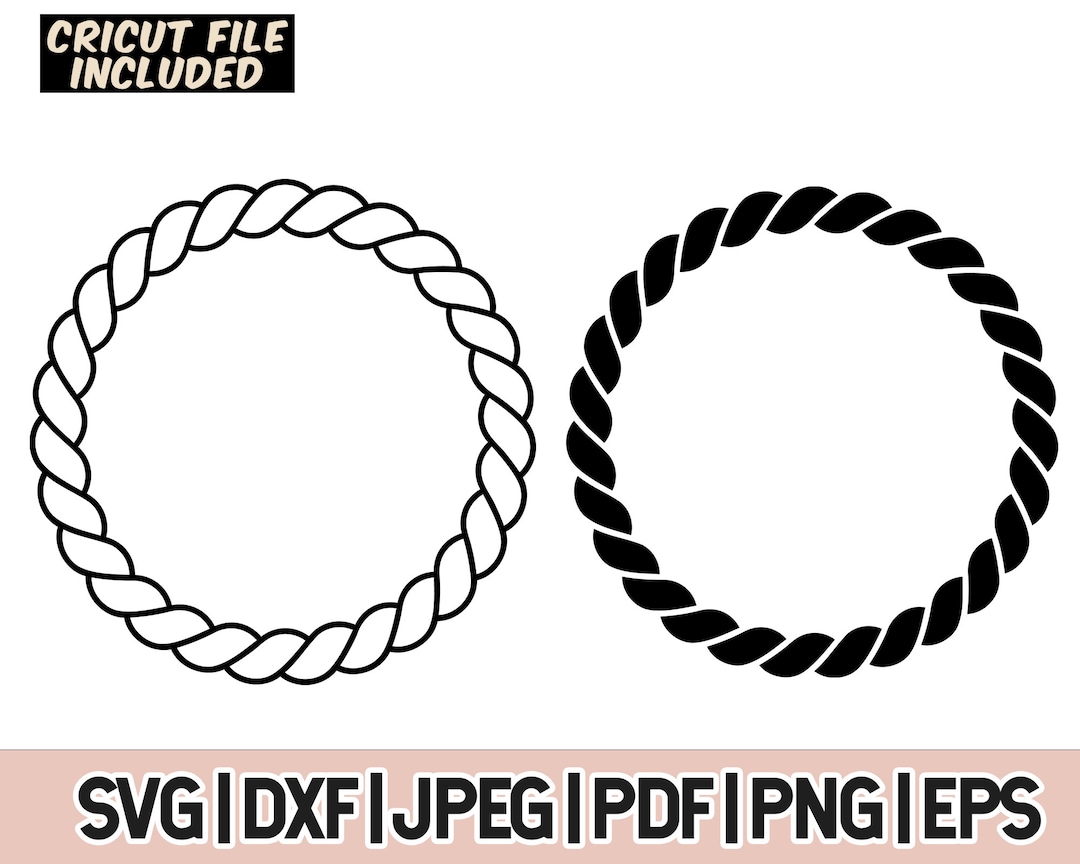 Rope Circle Frame Svg Png, Rope Border Svg, Nautical Monogram, Vector ...