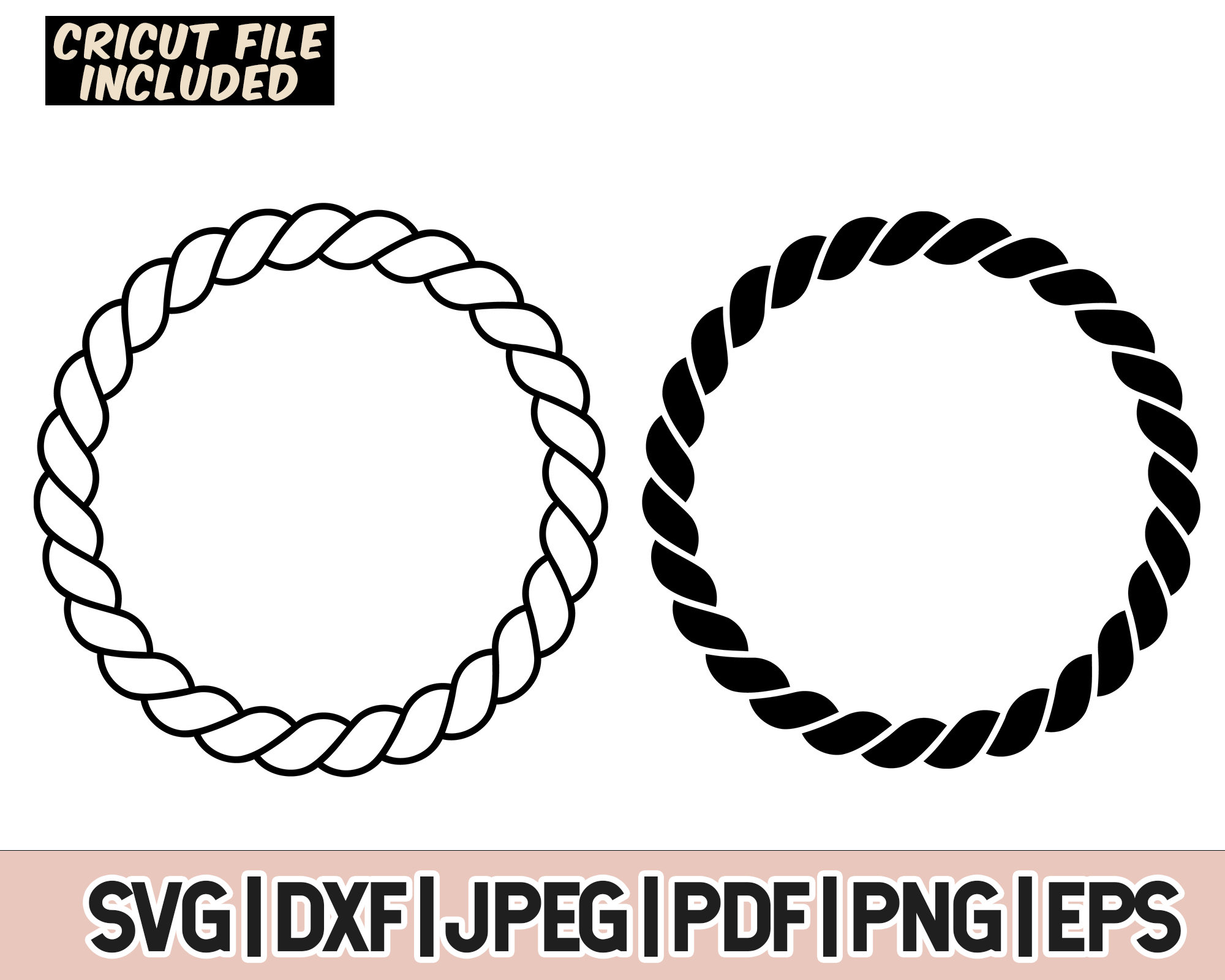 Rope Circle Frame Svg Png, Rope Border Svg, Nautical Monogram, Vector ...