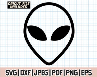 Alien Head Outline Svg, Alien Face Outline Png, Alien Outline Cut Files ...