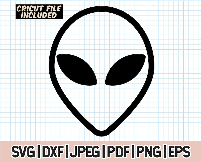 Alien SVG, Alien Face PNG, Alien Head Silhouette - Etsy