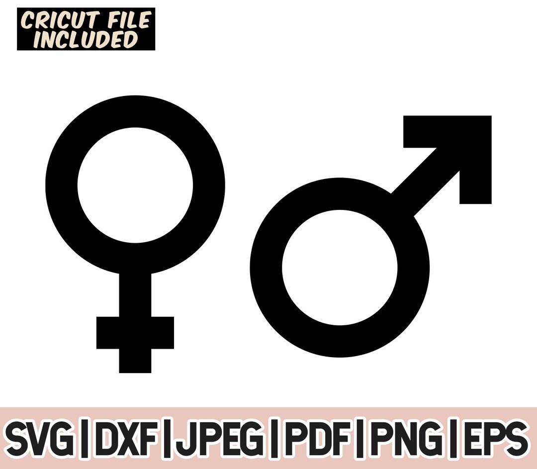 Male Female Gender Symbol Svg and Png, Black Female Venus Symbol and Male Mars Symbol, Sexes ...