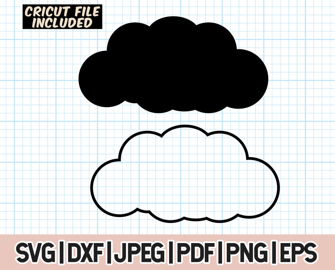 Cloud Svg,cloud Outline Clipart, Fluffy Classic Simple Cloud PNG, Storm ...