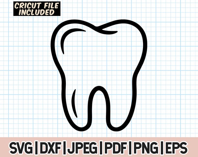 Teeth Mouth Dentist Tooth Outline SVG Cut File DXF PNG Clipart ...