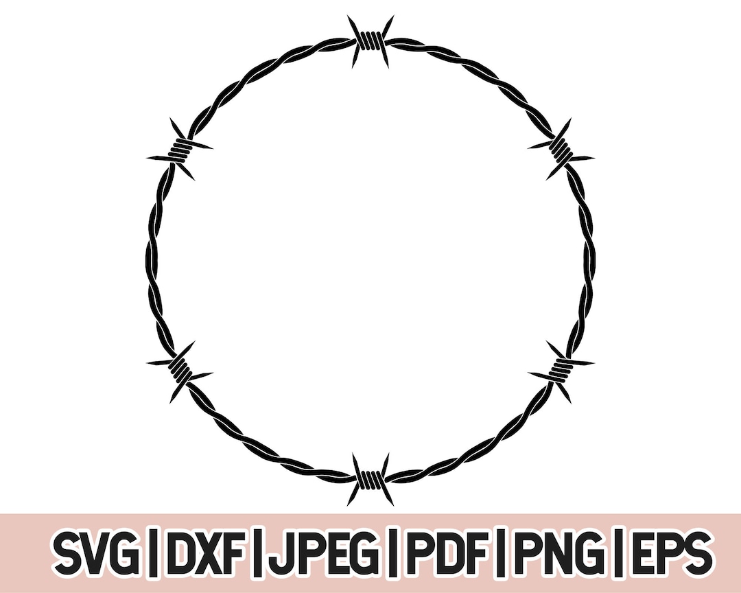 Round Circle Barbed Wire Frame SVG Vector Cut File and PNG, Simple ...