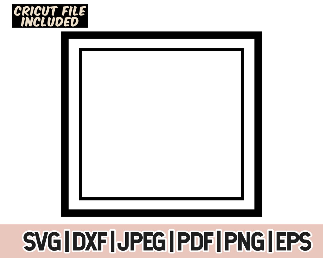 Square Double Frame Svg and Png, Square Monogram Vector Files, Square ...