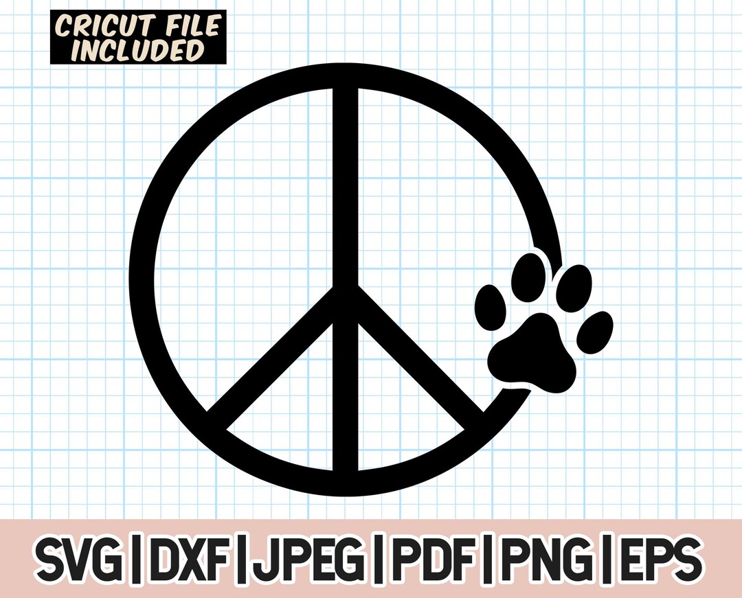Paw Print Peace Sign Svg, Dog Paw Peace Love Svg, Cat Paws Png, Animal ...