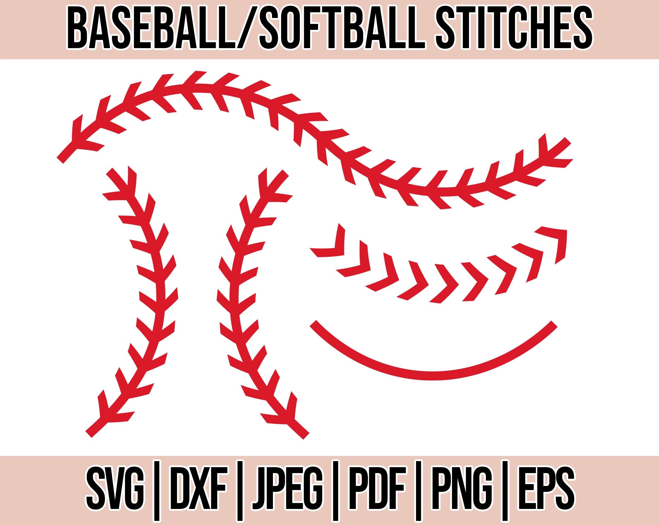 Baseball Softball Stitches Bundle Svg Baseball Laces Svg Etsy