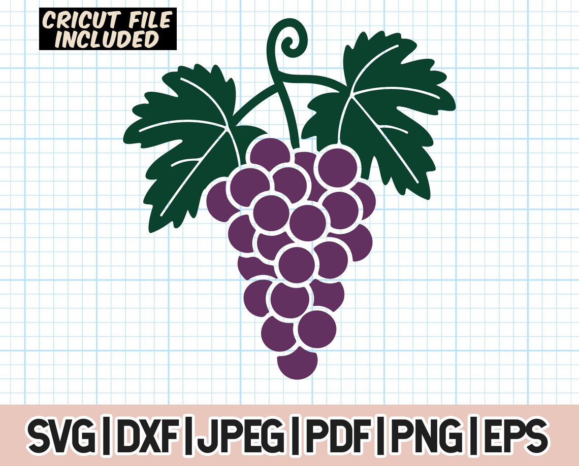 Grape Svg, Grape Bunch Svg, Grape Vine Svg,fruit Svg, Svg Cut File ...