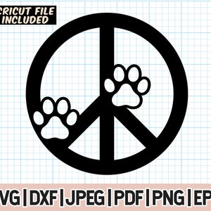 Peace and Dog Paw PNG, Paw Print Png, Animal Lover Svg, Paw Print Peace ...