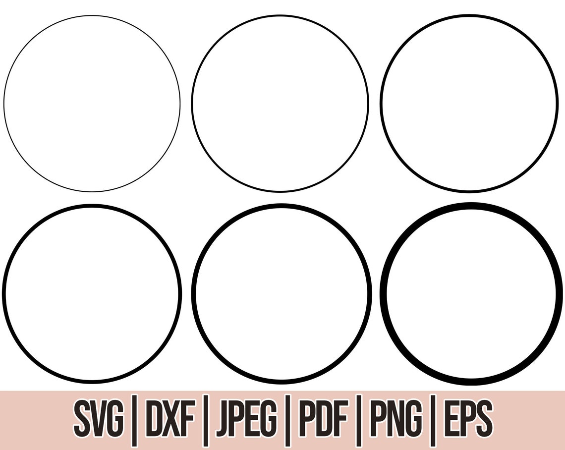 Circles Different Stroke Widths Bundle Pack, Circle Frames Svg, File ...