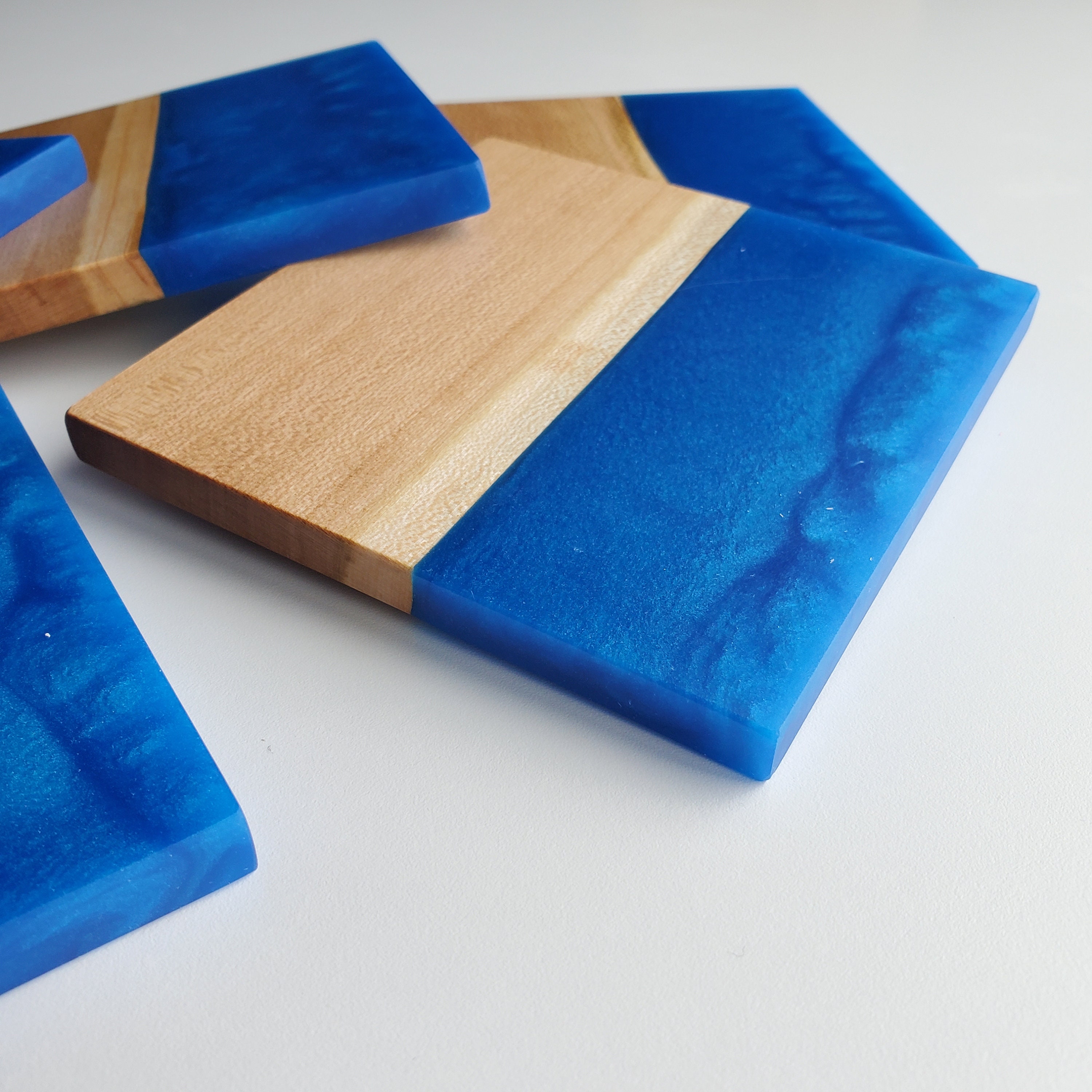 Cherry & Cobalt Blue Coaster Set 5 Coasters - Etsy
