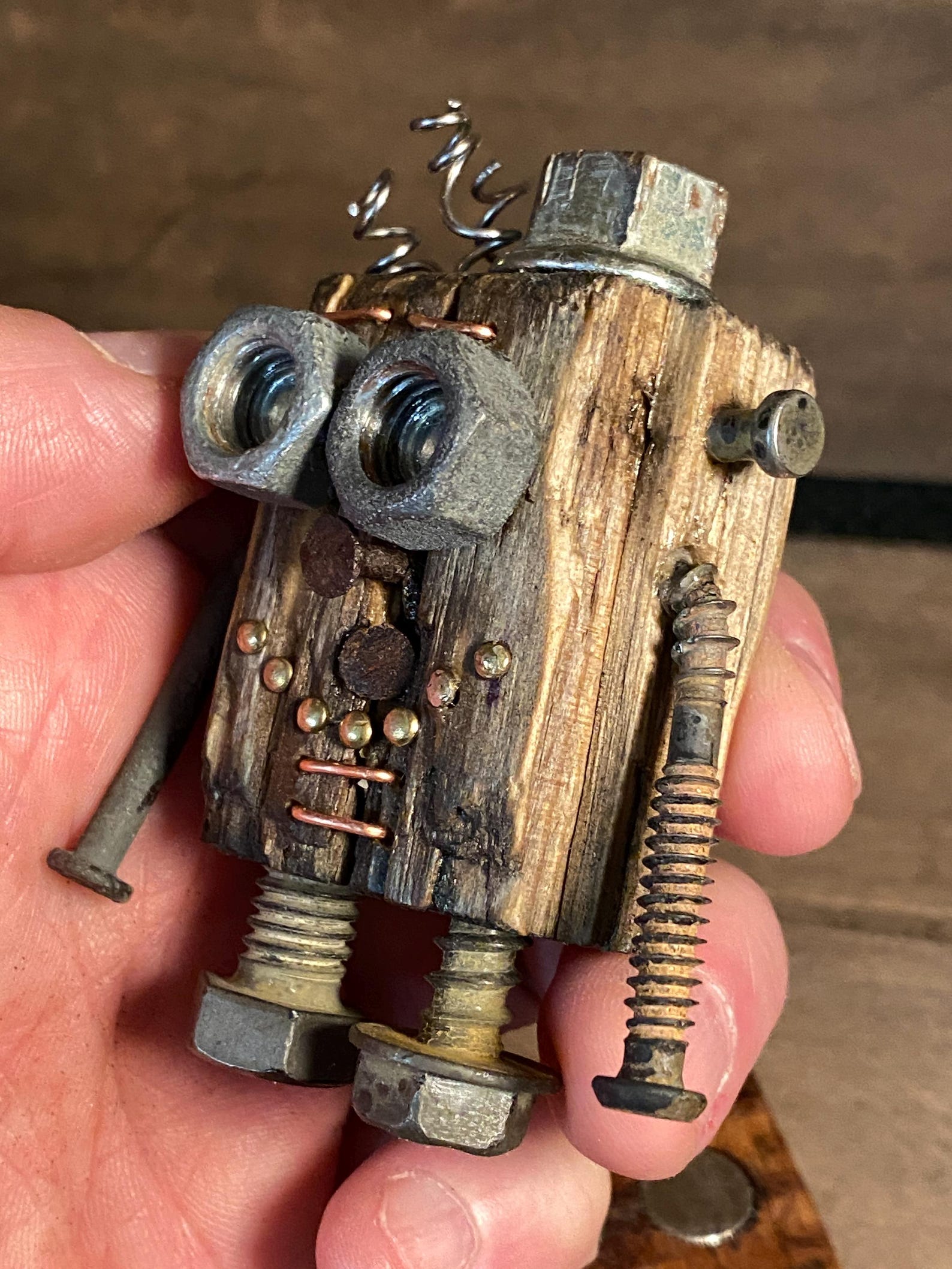 Quirky Pet Robot - Handmade Folk Art Ornament - Unique Nuts & Bolts ...