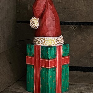 Fun, Colorful, and Whimsical Santa-in-a-box Woodcarving Ornament ...