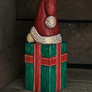 Fun, Colorful, and Whimsical Santa-in-a-box Woodcarving Ornament ...