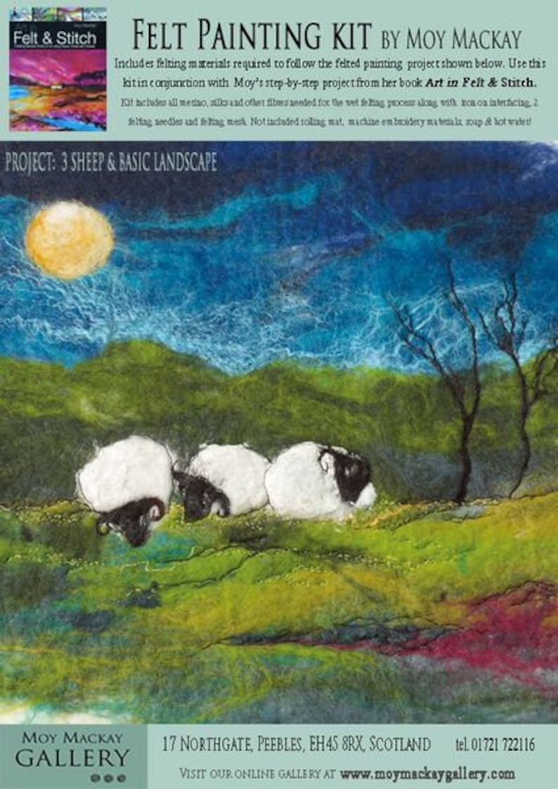 Three Sheep & Landscape - Felt Painting Kit - Etsy
