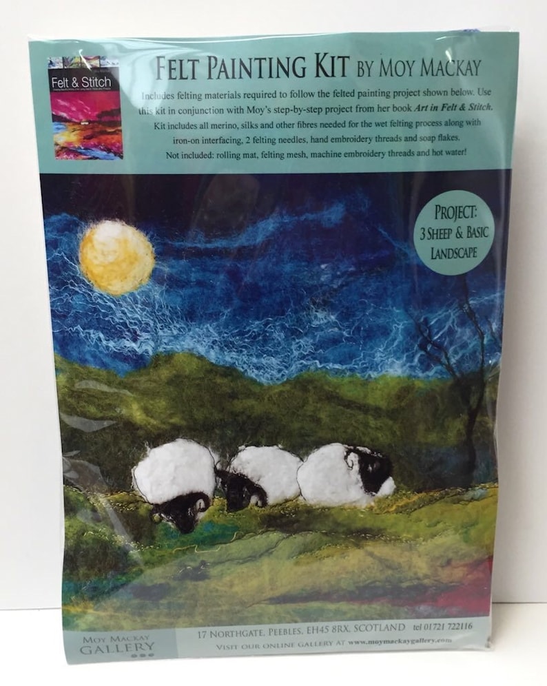 Three Sheep & Landscape - Felt Painting Kit - Etsy