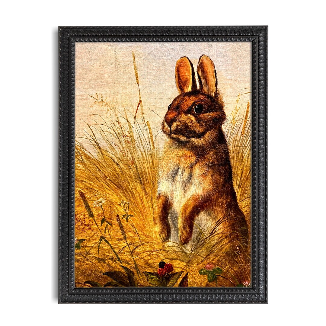 19th Century Rabbit Art Print, Wild Rabbit, Brown Rabbit Painting, Cute ...