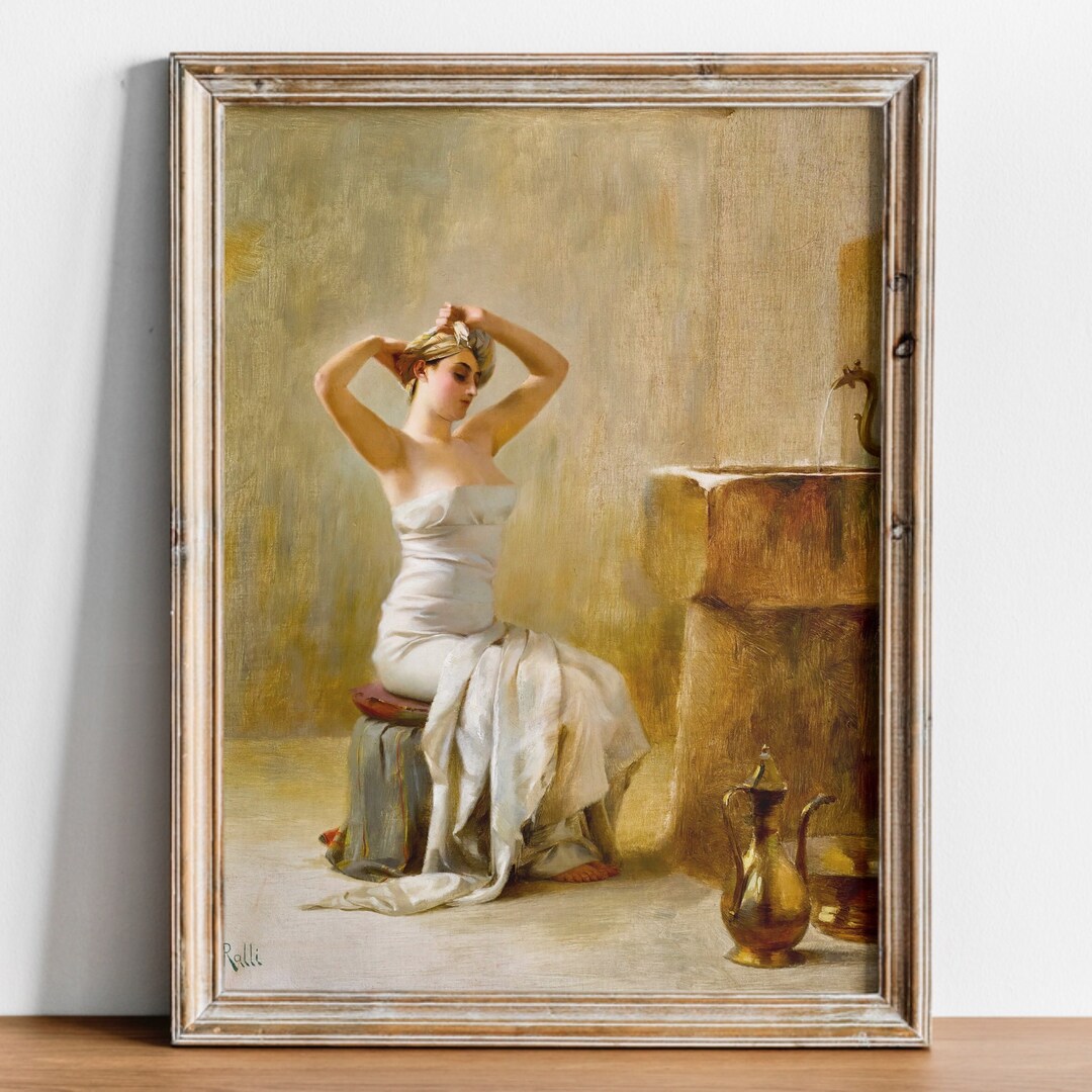 After the Bath, Bathroom Art, Greek Woman, Theodoros Ralli, Fine Art ...