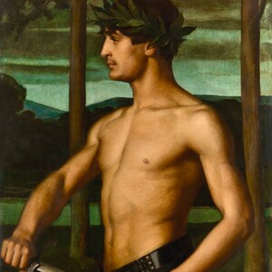 The Victor, Classical Male Painting, Man With Sword Wearing Laurels ...