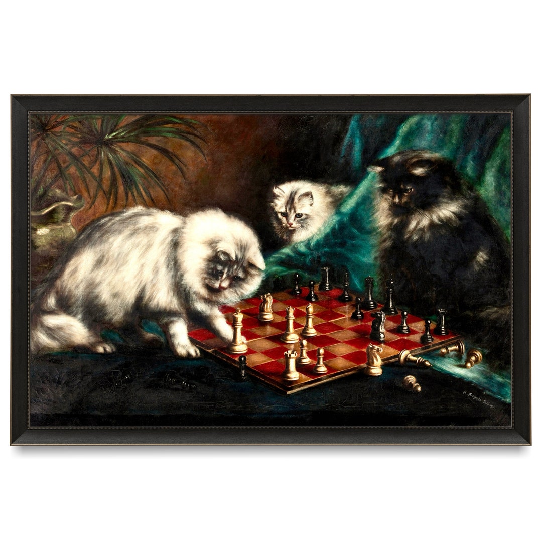Checkmate, Cats Playing Chess, Victorian Cat Art Print, Agnes Talboys ...
