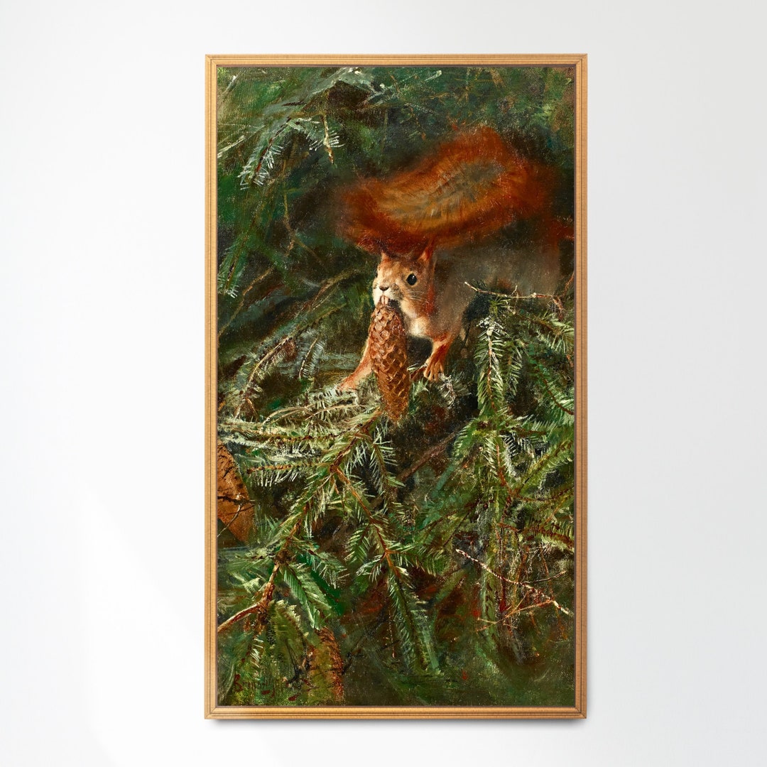 Vintage Squirrel Art, Antique Squirrel Painting, Woodland Animals Art ...