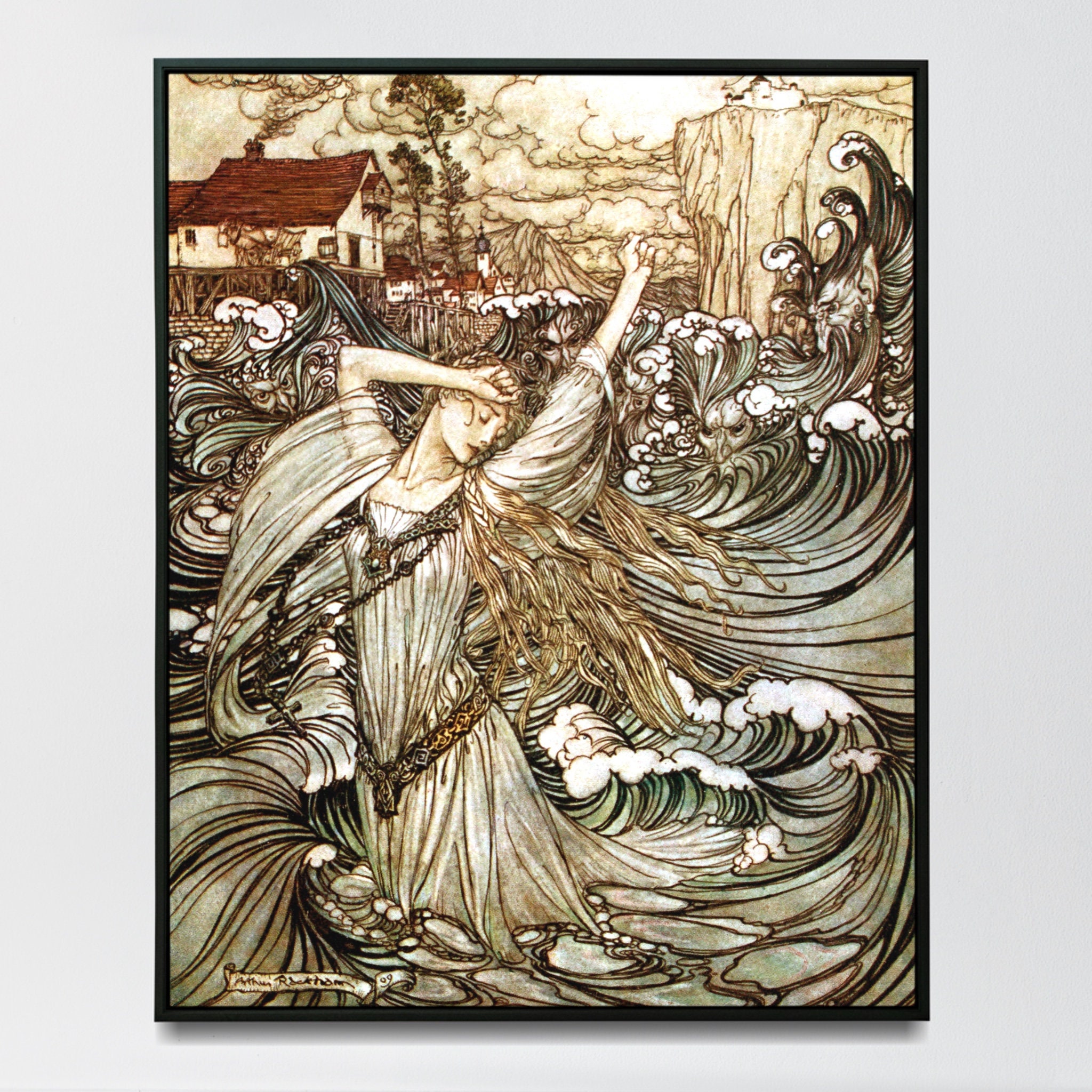 Vintage Antique Undine Illustration, Mermaid Art, Art Nouveau Sea Nymph ...