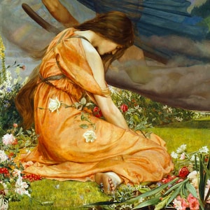 Romantic Pre-raphaelite Print With Flower Garden, the Garden of Adonis ...