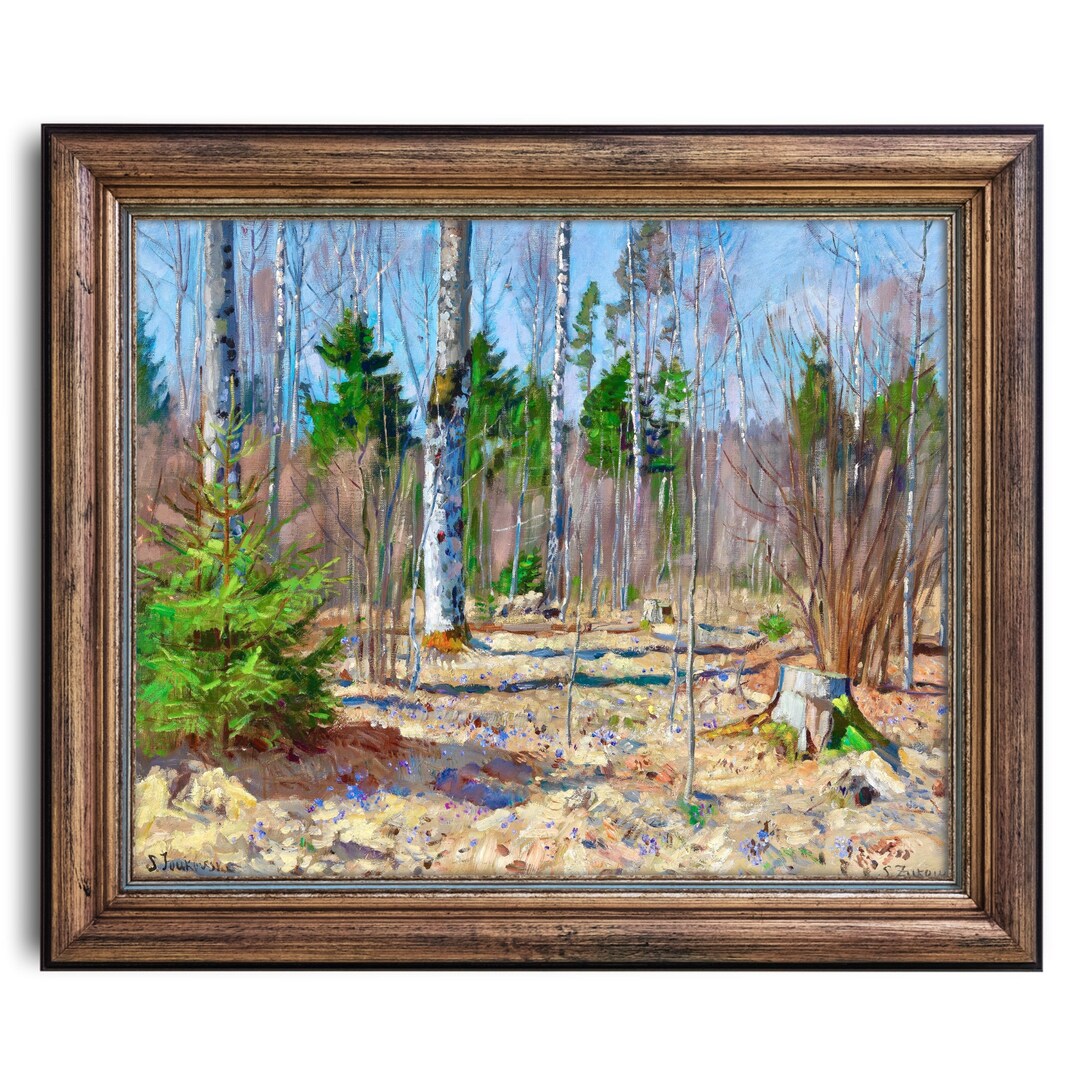 Sunny Woods Impressionist Forest Landscape, Spring Day at the Edge of ...