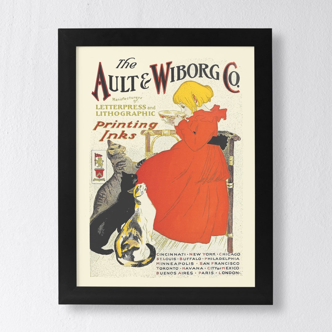 Antique Reproduction Poster of Little Girl With Three Cats, Ault and ...