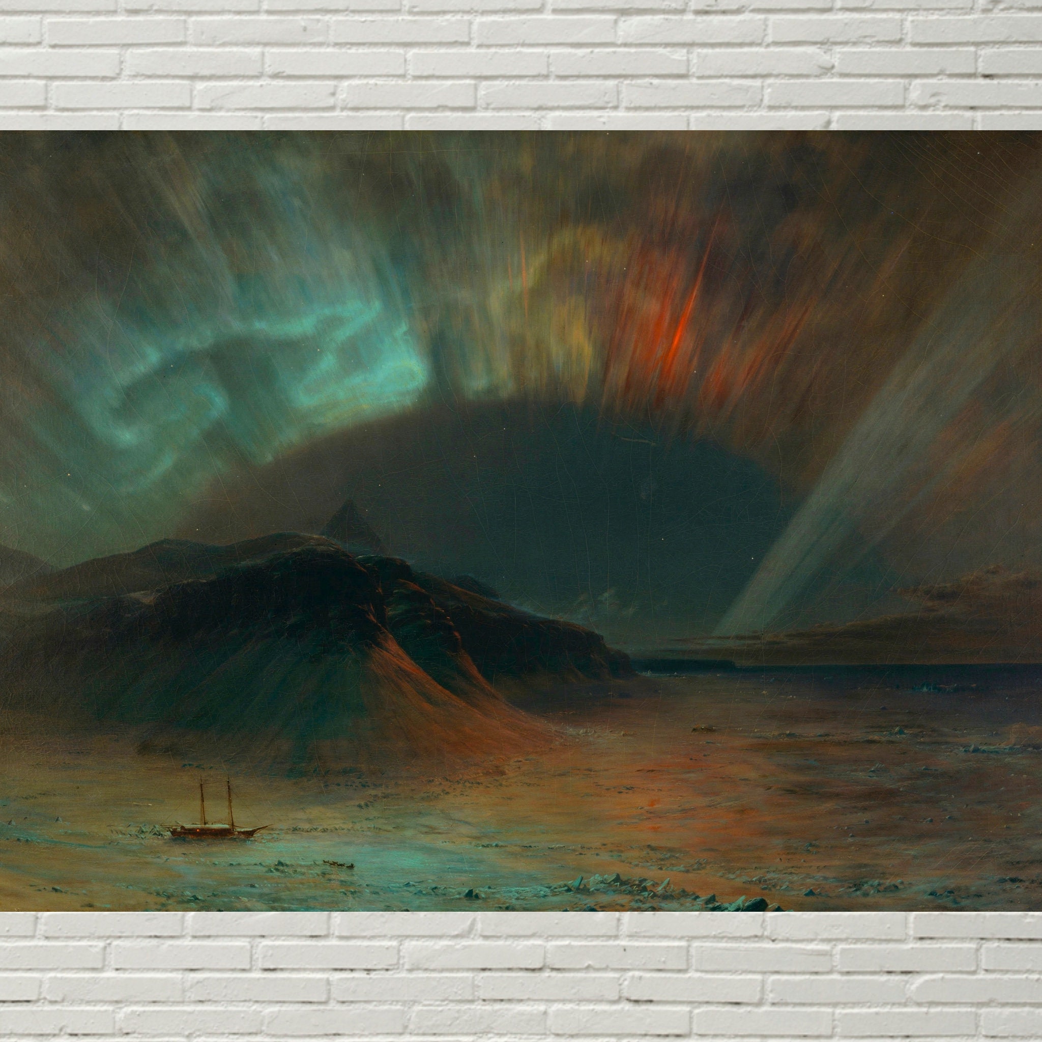 Aurora Borealis, Northern Lights Antique Landscape, Fine Art Print ...