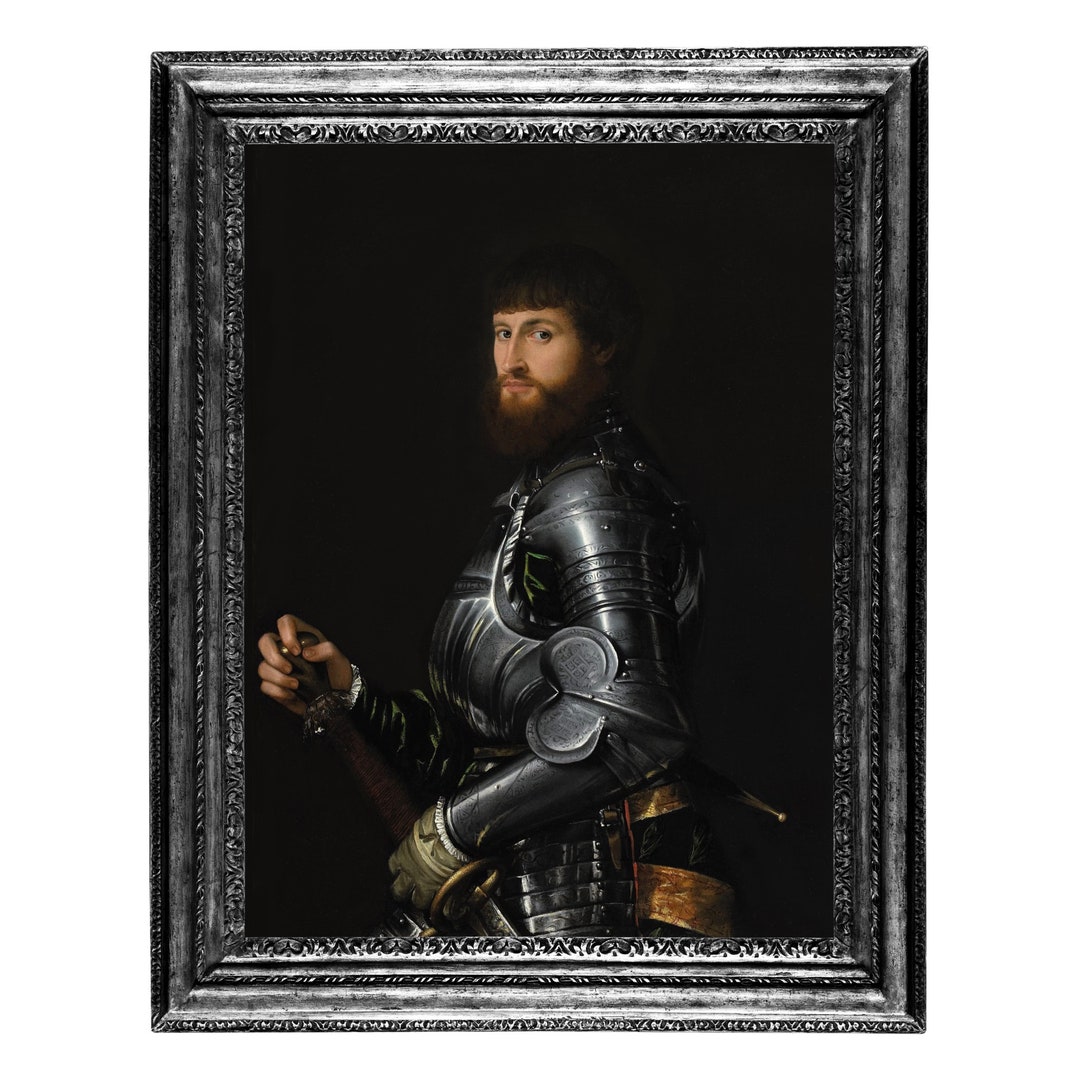 Knight in Armor Renaissance Painting, Handsome Man in Suit of Armour ...