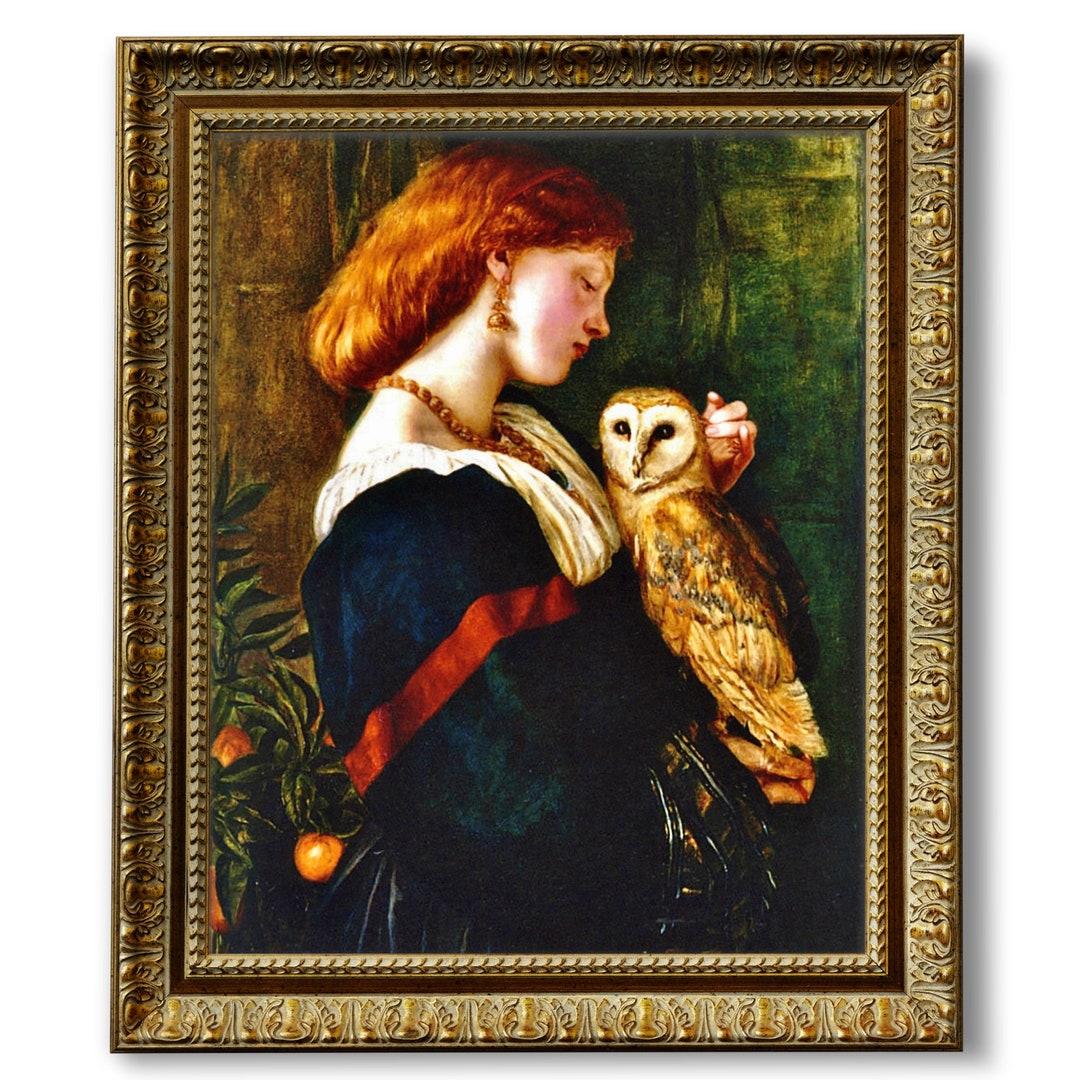 The Owl, Girl Holding Owl, Dark Academia, Gothic Antique Owl Painting ...