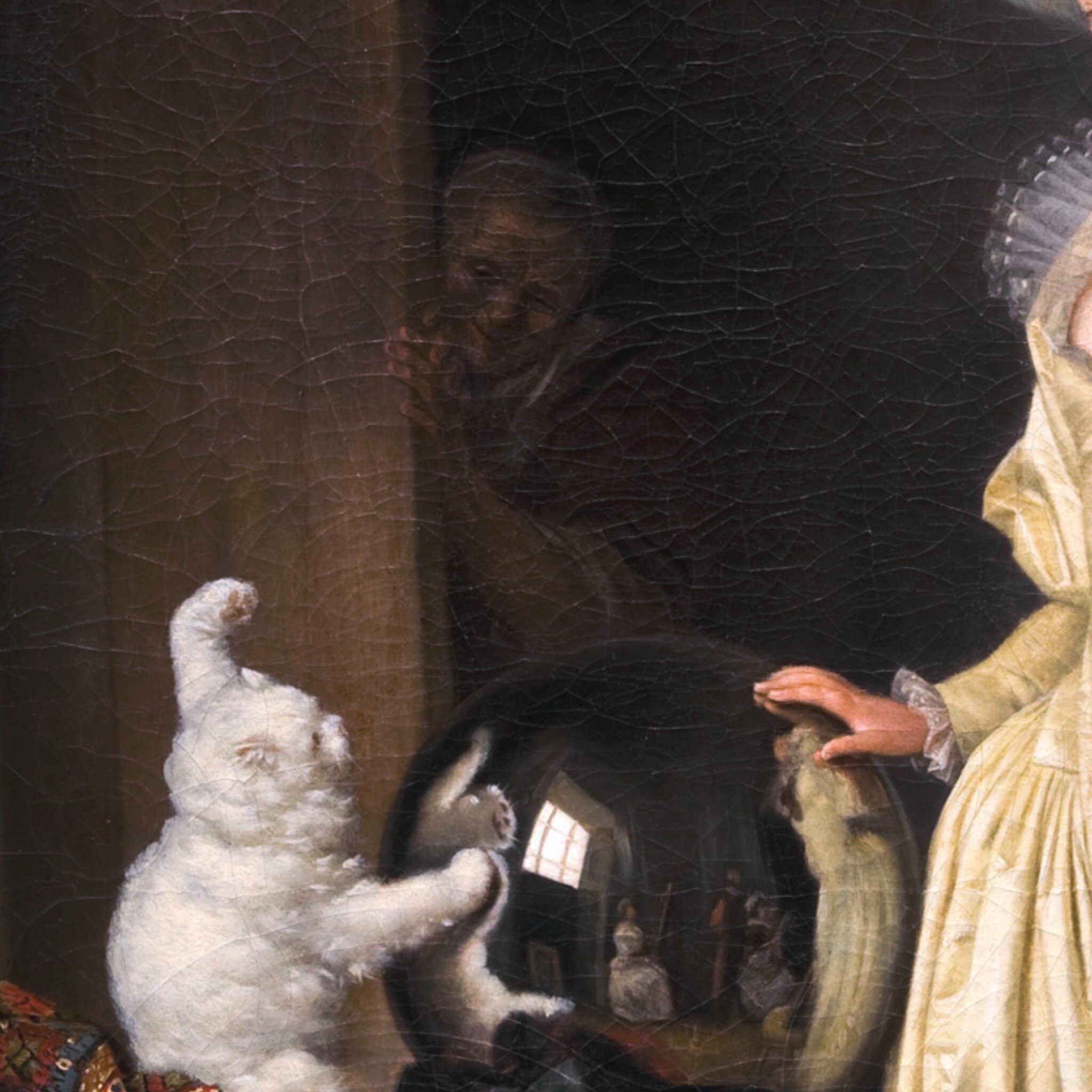 Rococo Crazy Cat Painting White Cat Antique Art High Quality - Etsy