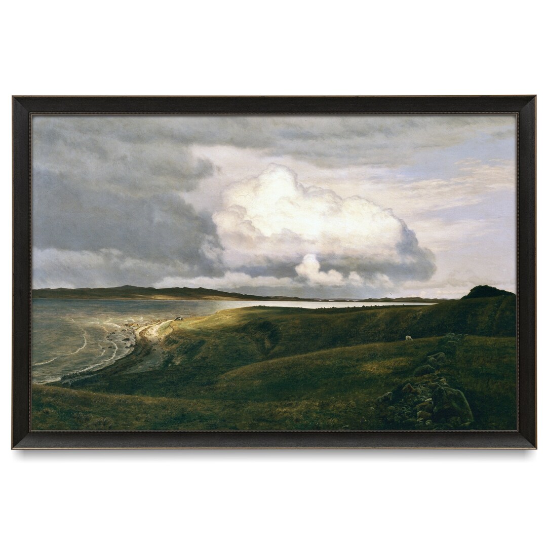 Storm Cloud Art Print, Antique Cloud Painting, Dark Stormy Coastal Landscape, Moody Dramatic Art ...