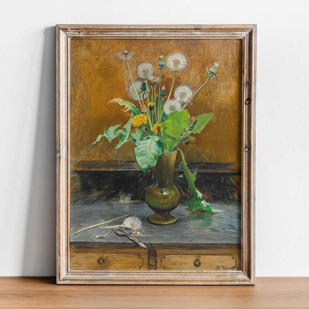 Vintage Dandelion Painting, Unusual Dandelion Still-life, Bertha ...