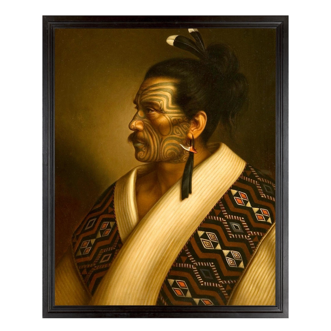 Portrait of Maori King, 19th Century Painting Art Print, Polynesian Man ...