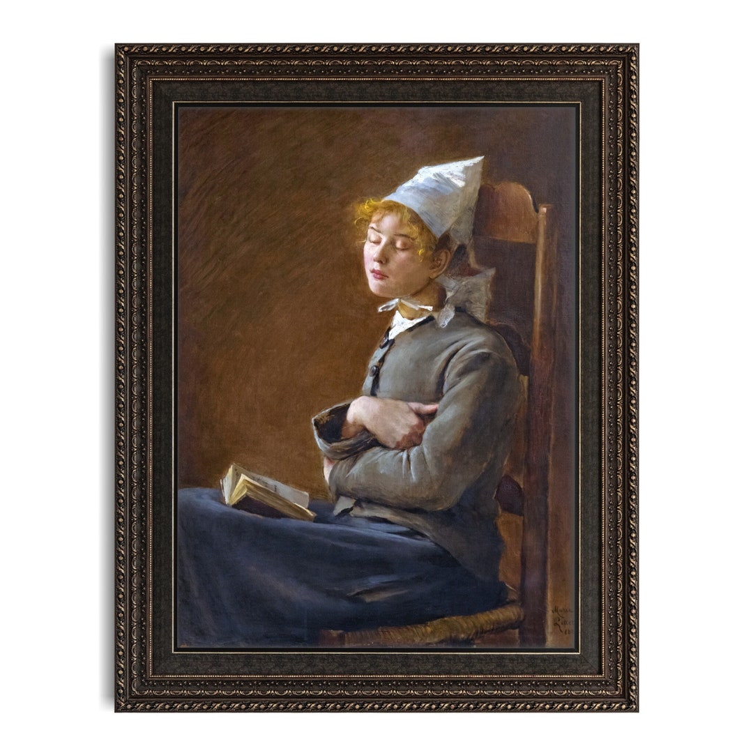 The Reader Asleep, French Antique Artwork, High Quality Fine Art Print ...