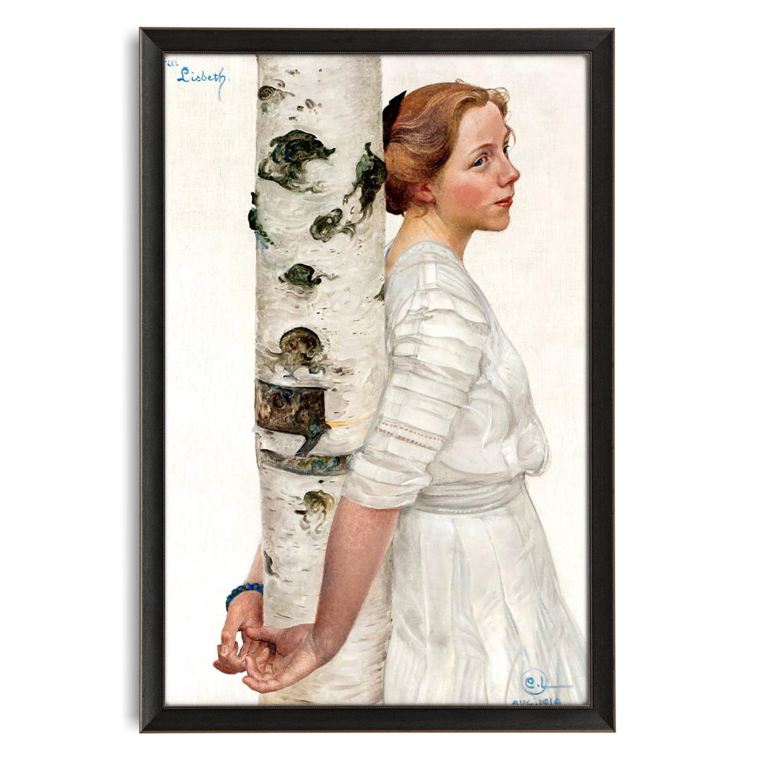 Lisbeth by the Birch Tree, Reproduction Vintage Scandinavian Art Print, Carl Larsson, Swedish ...
