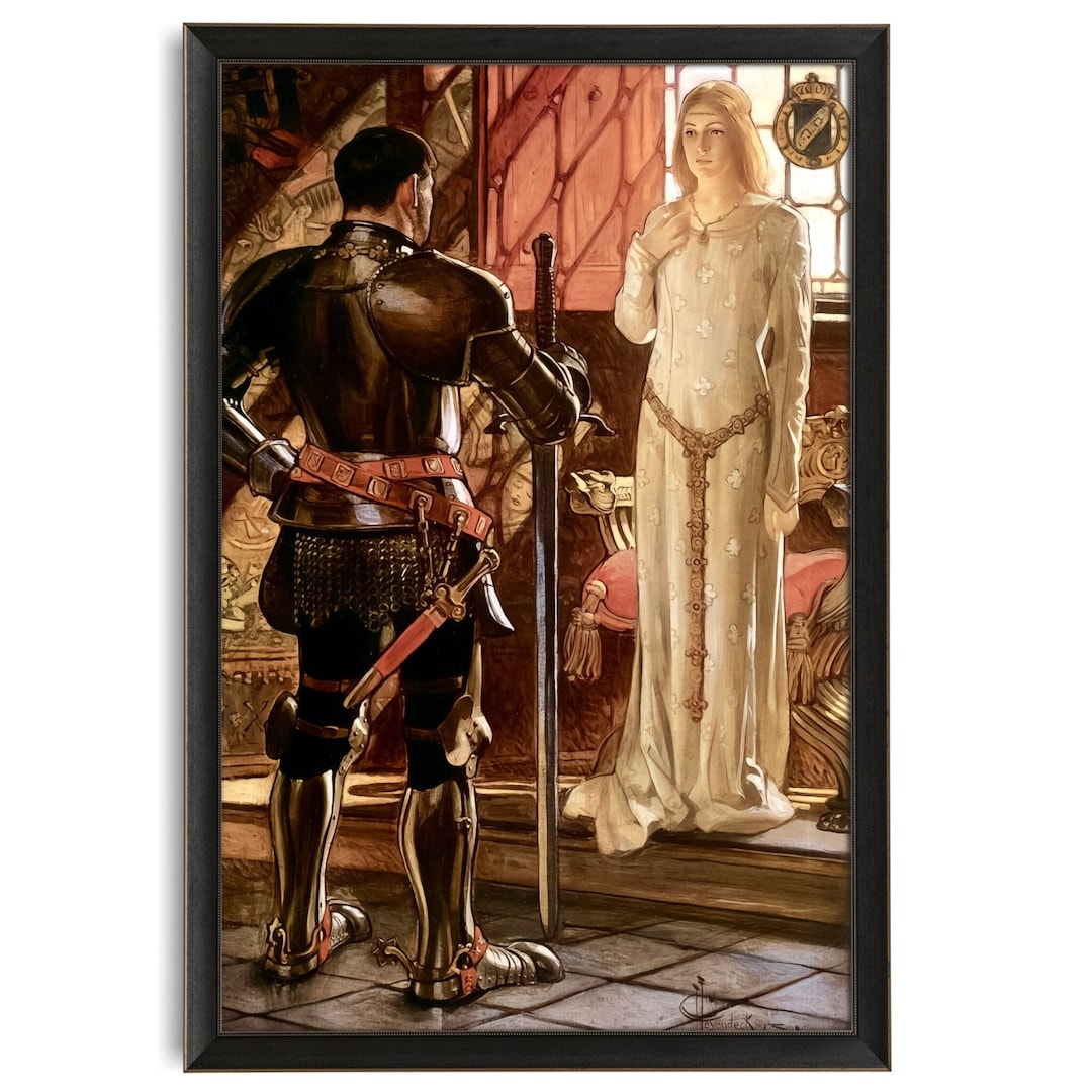 Knight and Maiden, Medieval Romantic Illustration, J C Leyendecker, Art ...