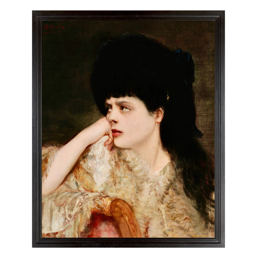 Grumpy French Lady, Moody Antique Portrait, 19th Century Victorian ...