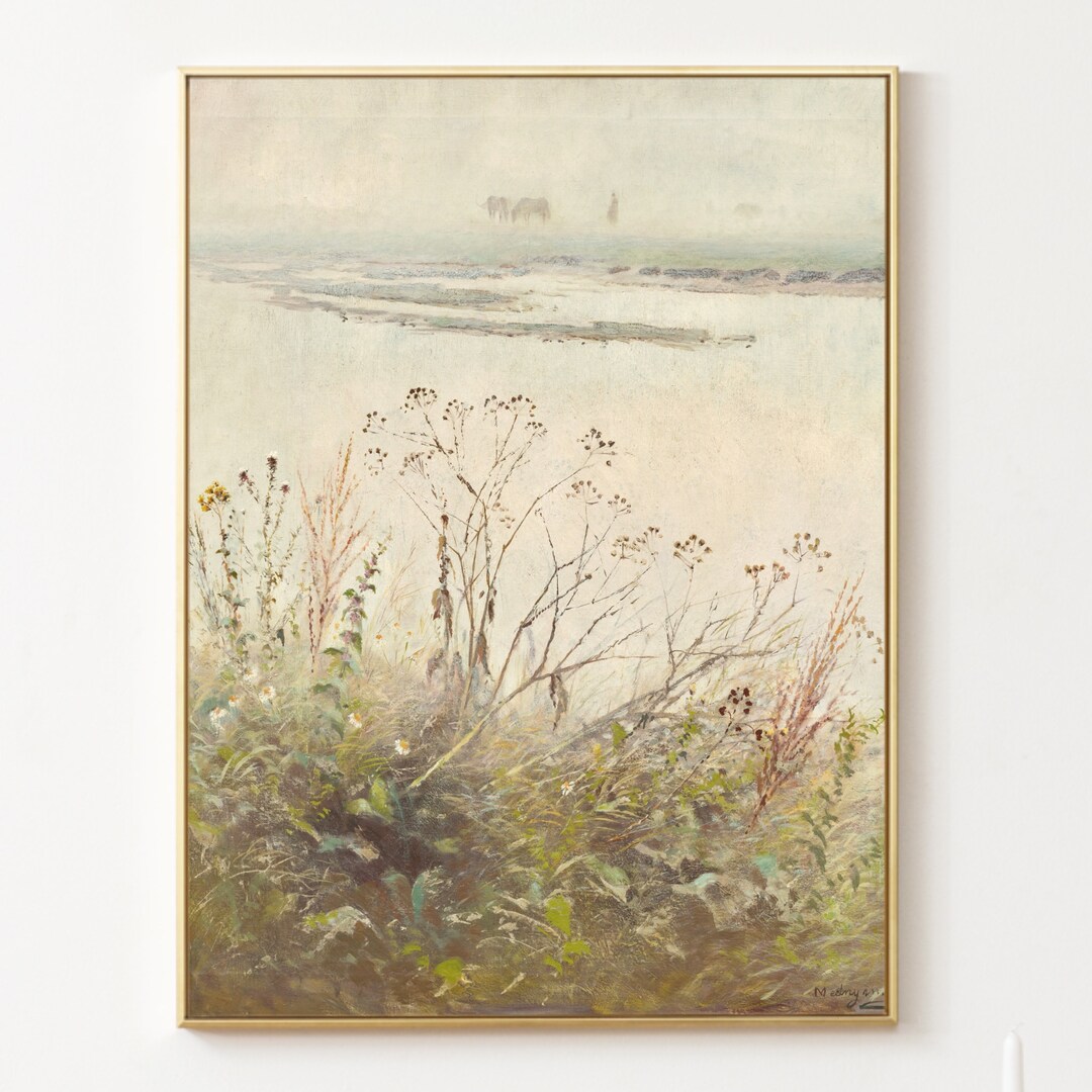 Simple Landscape With Muted Soft Colors, 19th Century Impressionist ...