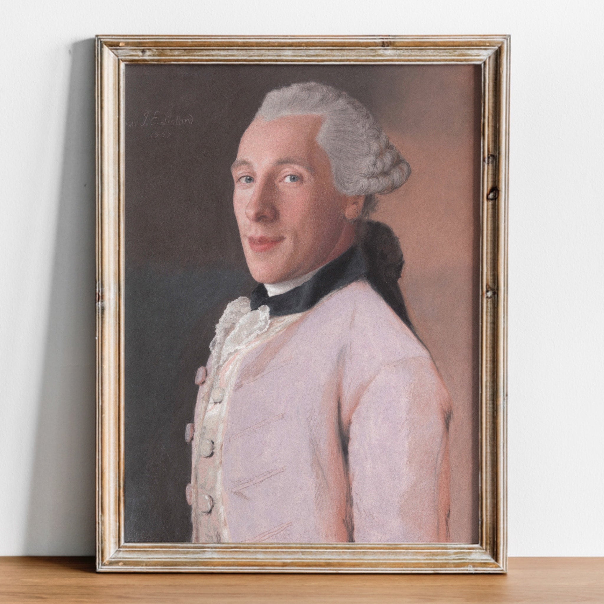 Rococo Portrait Very Handsome Man in Pink, Man With Powdered Wig, High ...